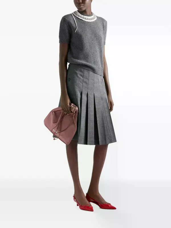 Prada Rush Stitch Pleated Skirt