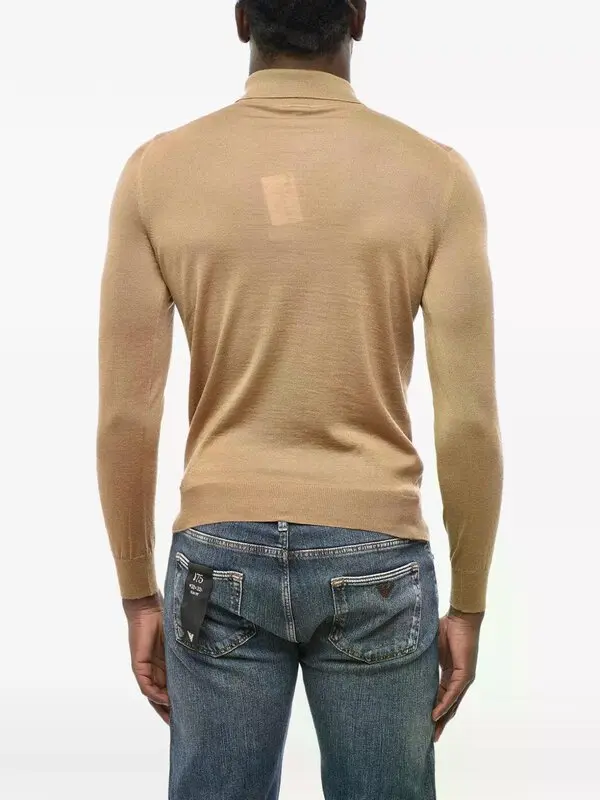 Malo Cashmere Long-sleeve Polo Shirt - Brown
