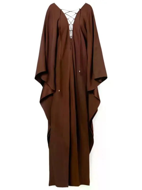 TALLER MARMO Sahara Lace-up Kaftan Dress - Brown