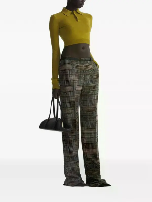 MUGLER Cashmere Cropped Polo Top - Yellow
