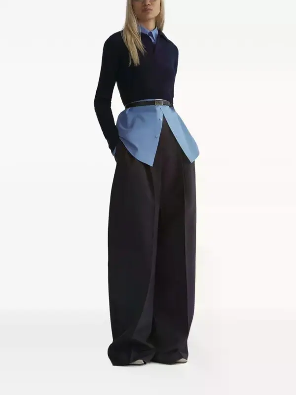 MUGLER Cashmere Cropped Polo Top