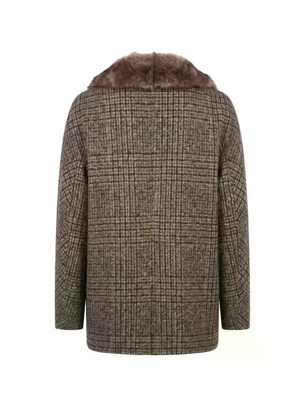 MANZONI 24 Checked Fur Collar Coat