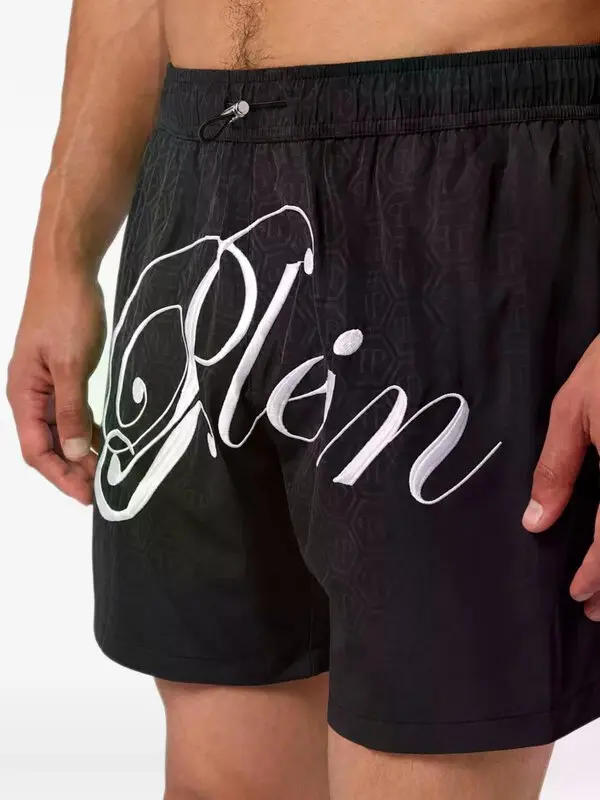 Philipp Plein Swimming Shorts Monogram Signature - Black