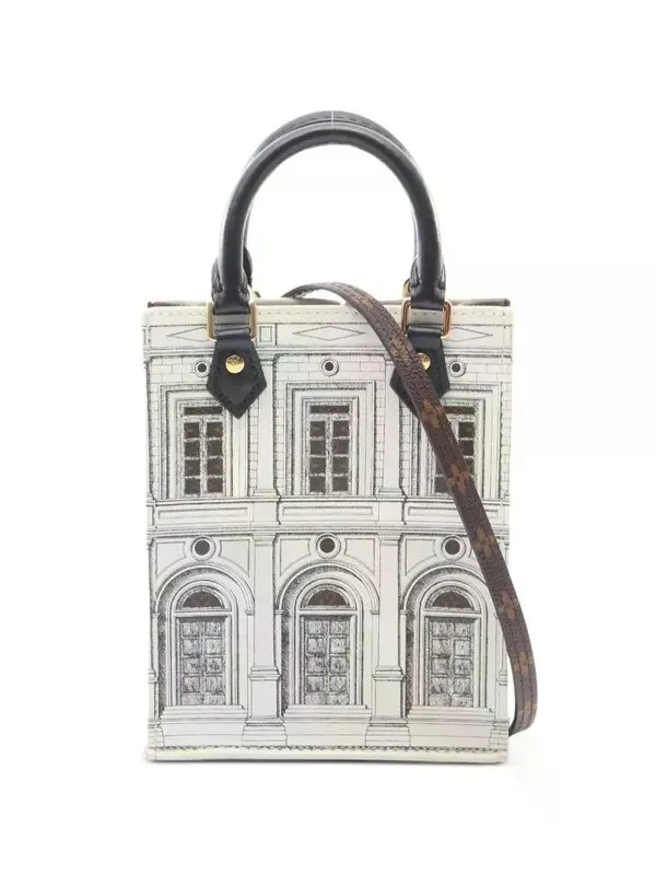 LOUIS VUITTON 2010s Fornasetti Petite Sac Plat Mini Tote Bag - White