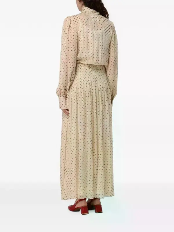 CRIDA MILANO Papavero Polka-dot Pussy-bow Maxi Dress
