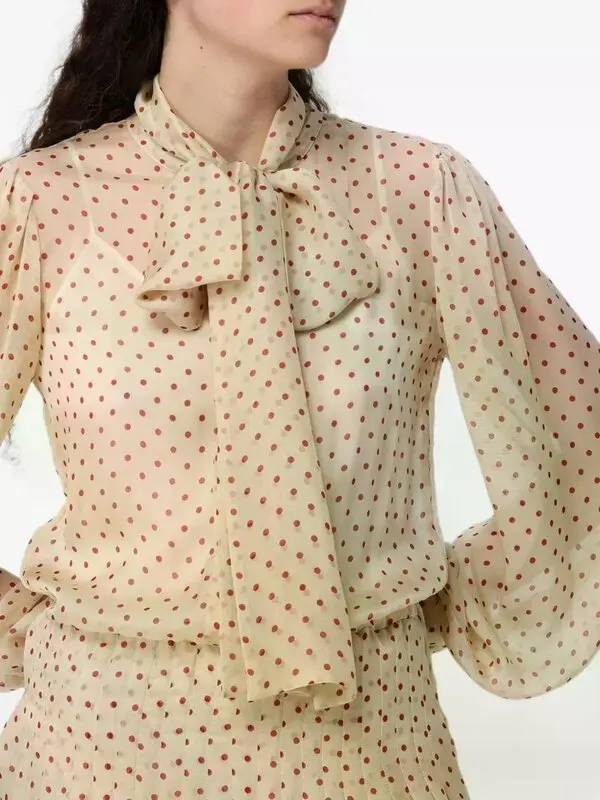 CRIDA MILANO Papavero Polka-dot Pussy-bow Maxi Dress