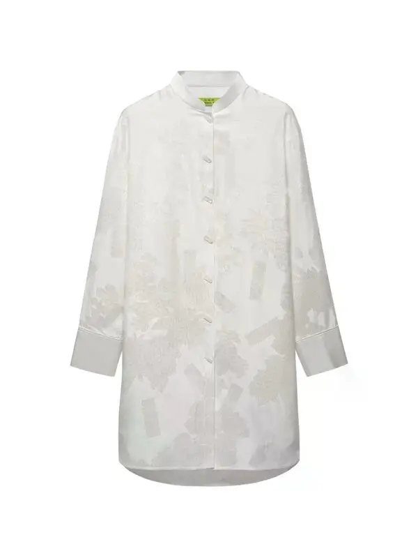 Shanghai Tang Jacquard-patterned Shirt Dress - White