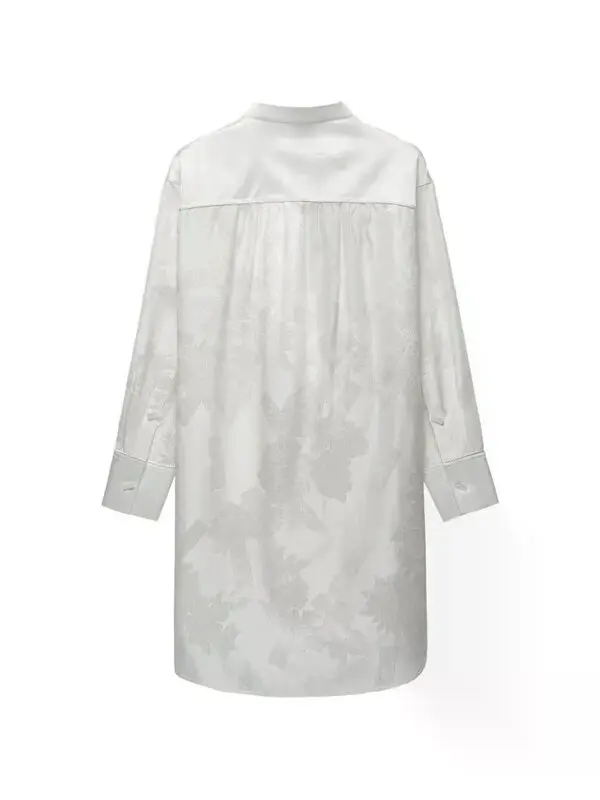 Shanghai Tang Jacquard Floral Pattern Shirt Dress - White