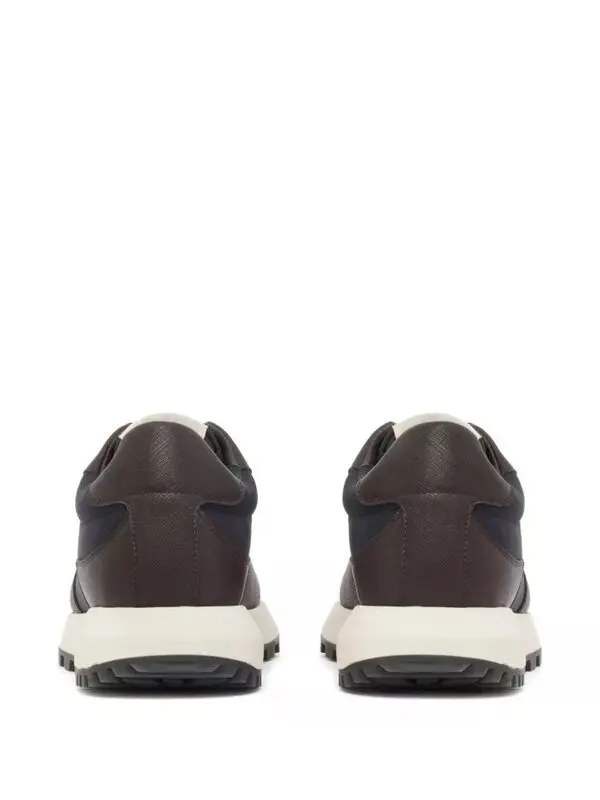 Emporio Armani Recycled Nylon Sneakers With Saffiano Details - Blue