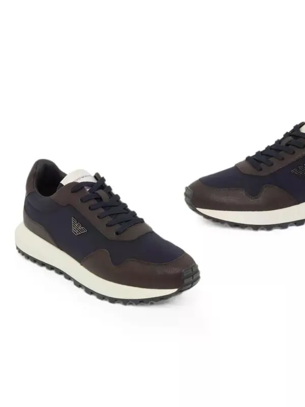 Emporio Armani Recycled Nylon Sneakers With Saffiano Details - Blue