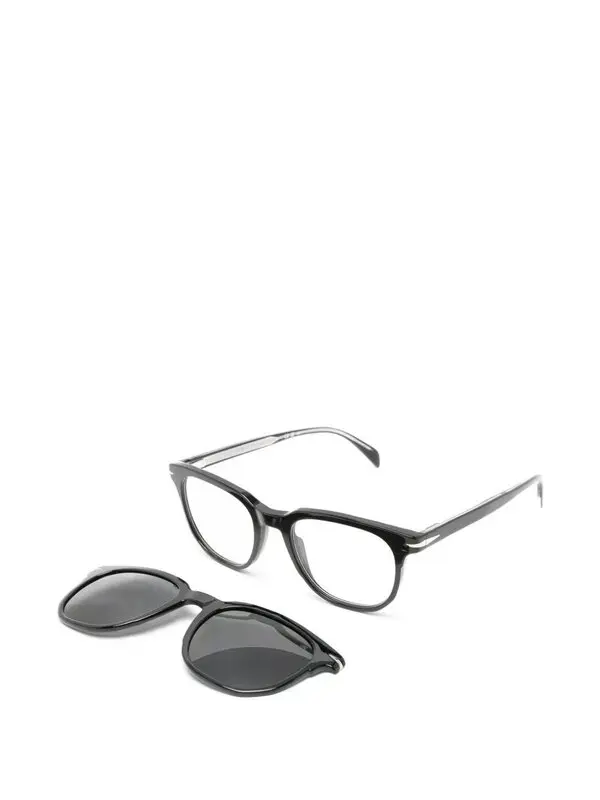 DB EYEWEAR BY DAVID BECKHAM Clip-on Square Frame Glasses - Black