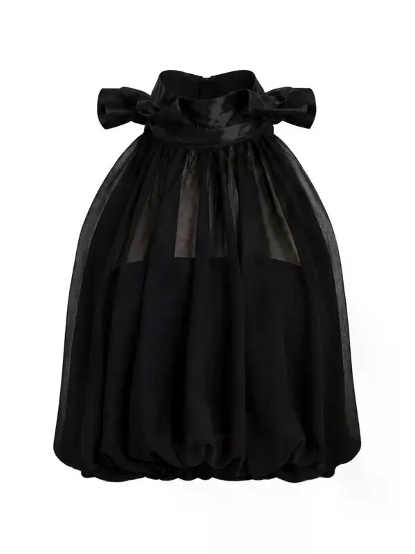 GEMY MAALOUF Ruffled-collar Halterneck Blouse - Black