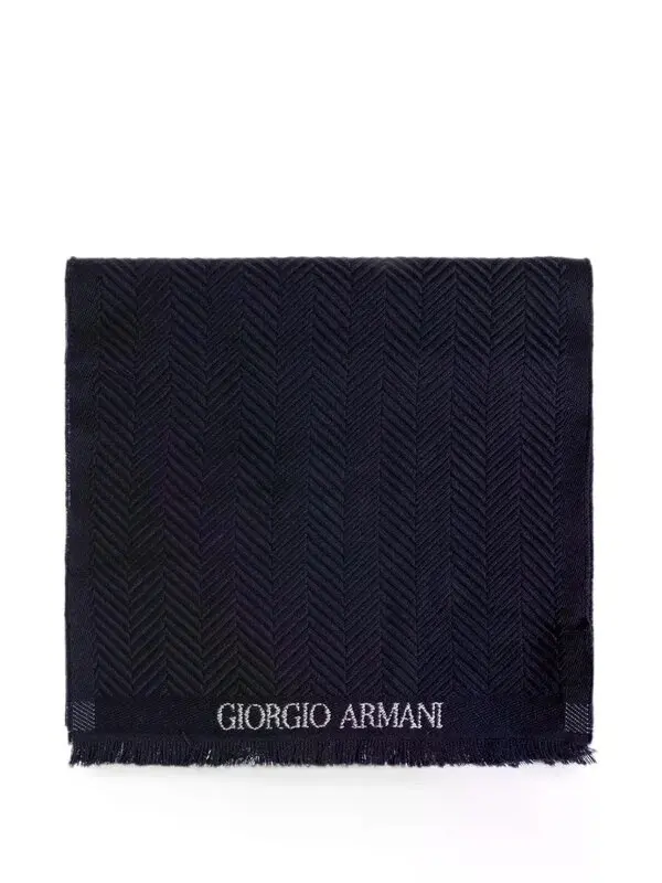 Giorgio Armani Herringbone-pattern Wool Scarf
