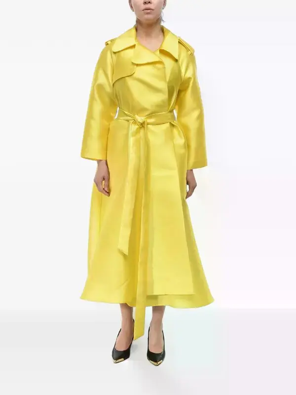 SUPER BLOND Satin-finish Wrap Trench Coat