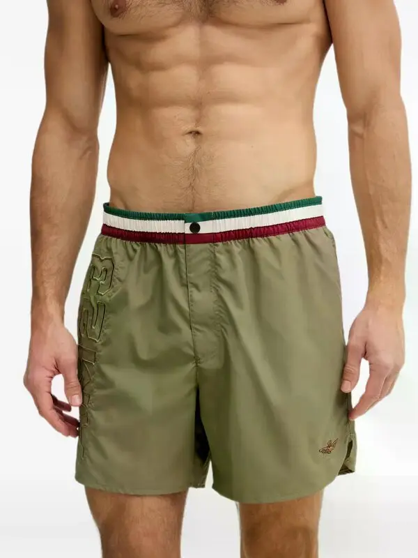 AERONAUTICA MILITARE Logo-embroidered Swim Shorts - Green