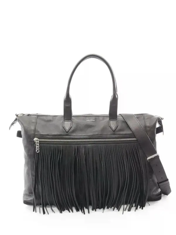 Saint Laurent 2000s Fringe 2way Leather Tote Bag - Black