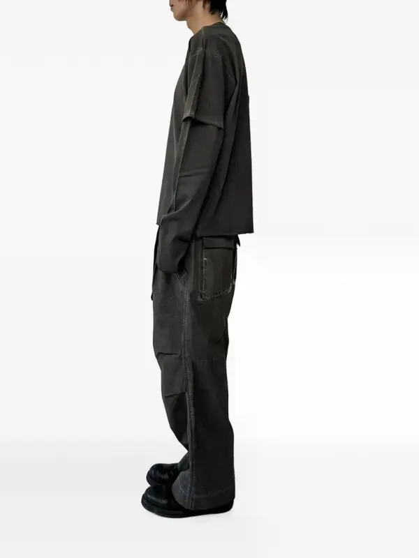 SAN263-1 Layered-sleeve Embroidered T-shirt