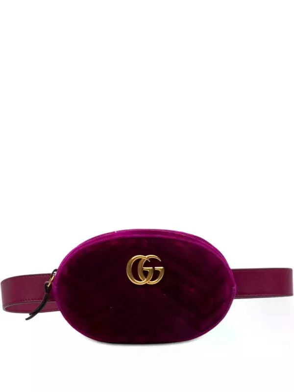 Gucci 2016-2026 Gg Marmont Matelasse Velvet Belt Bag - Purple