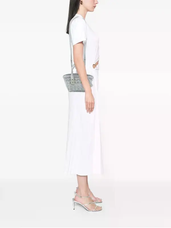 Balenciaga Metallic Faux Leather Bistro Basket Satchel - Silver