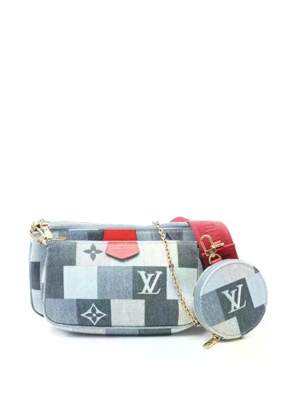 LOUIS VUITTON 2019 Monogram Denim Patchwork Multi Pochette Accessoires Crossbody Bag - Blue