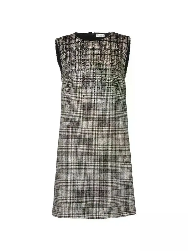 Brunello Cucinelli Sequin-embellished Check-pattern Dress - Brown
