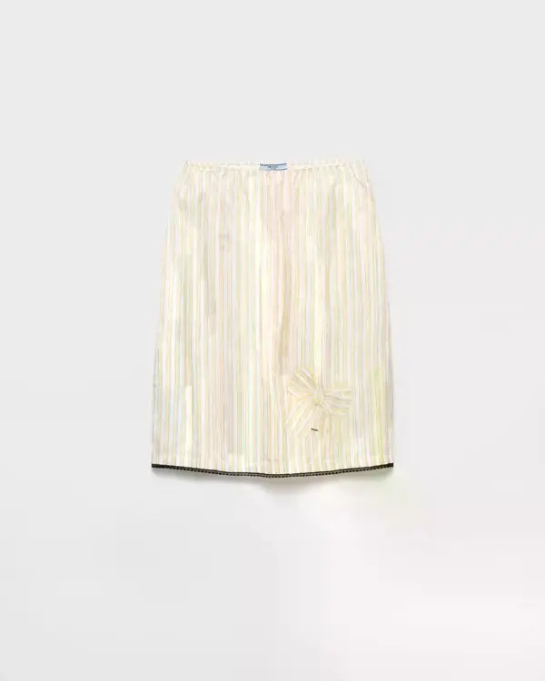Prada Striped Skirt With Appliqu - White