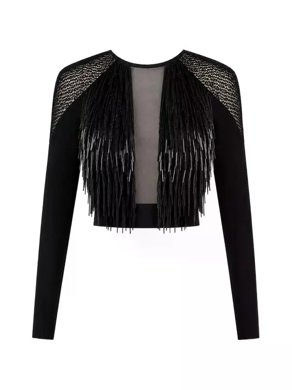 GEMY MAALOUF Fringe-detail Mesh-panel Top