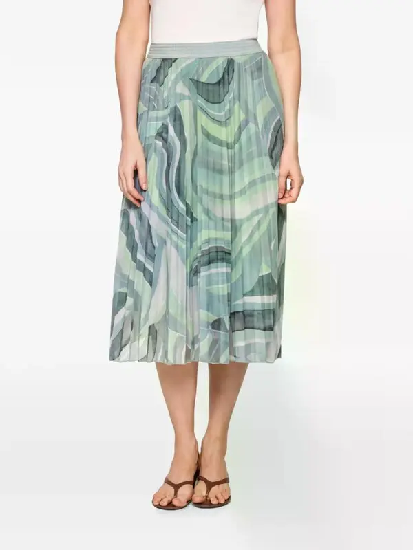 BETTY BARCLAY Abstract Print Pleated Midi Skirt