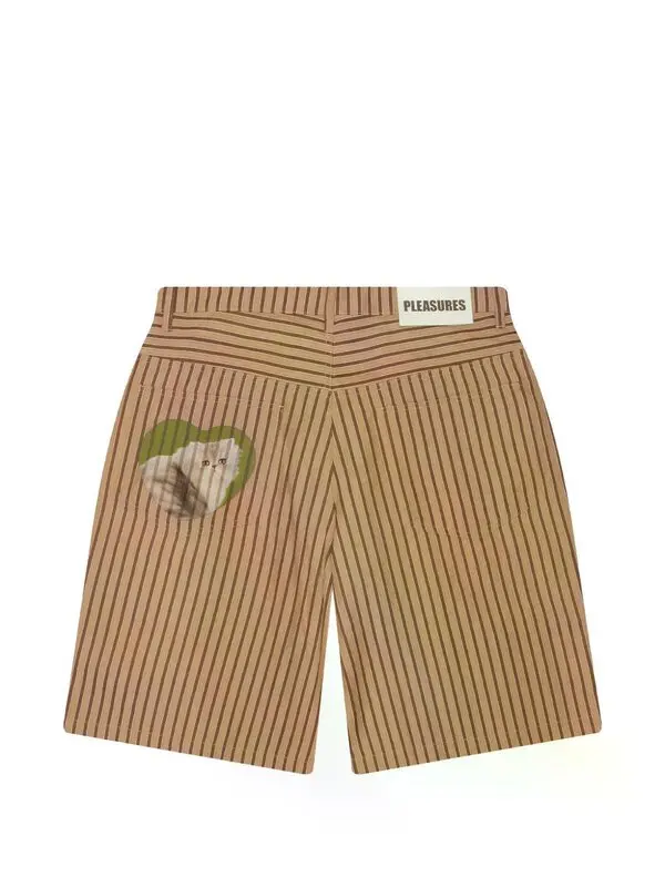PLEASURES Cat-print Striped Shorts