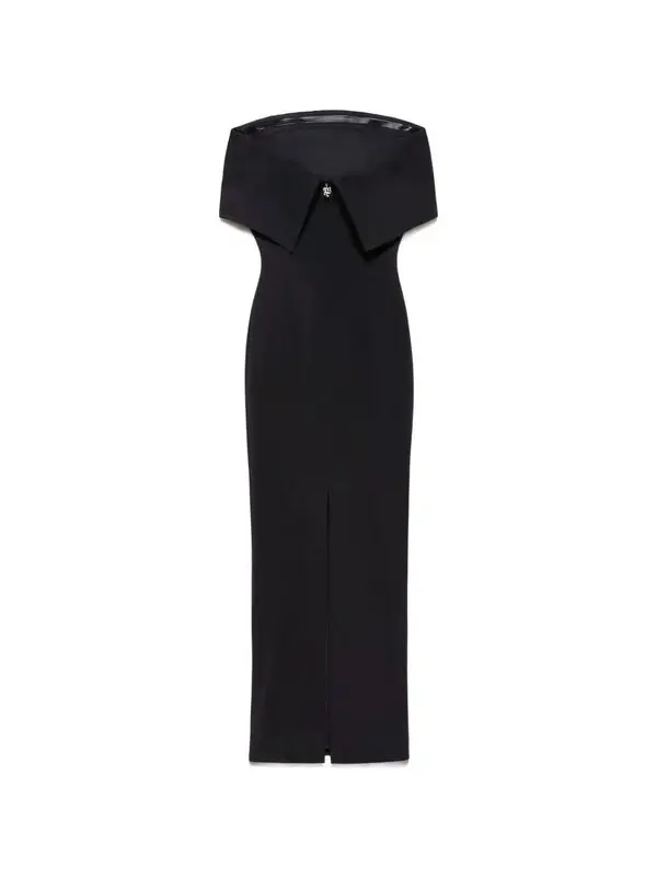 ANIYE BY Off-shoulder Slit-detail Maxi Dress - Black