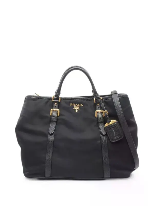 Prada 2000s Buckled Tote Bag - Black