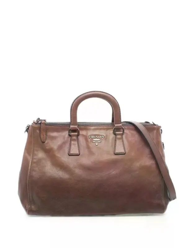 Prada 2000s Metal Logo Tote Bag