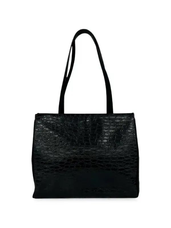 FERRAGAMO 1990-2000 Croc Embossed Leather Vara Tote Bag
