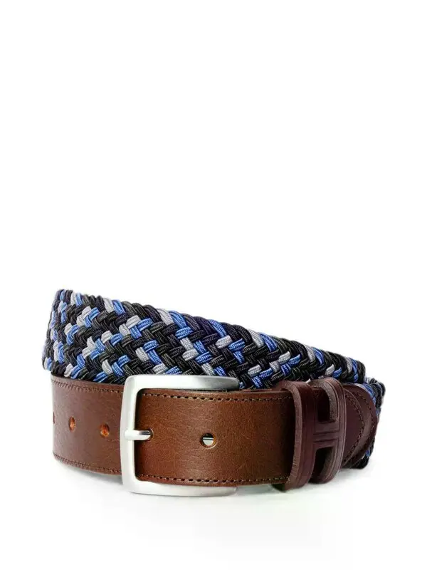 HACKETT LONDON Braided Calf Leather-trim Belt