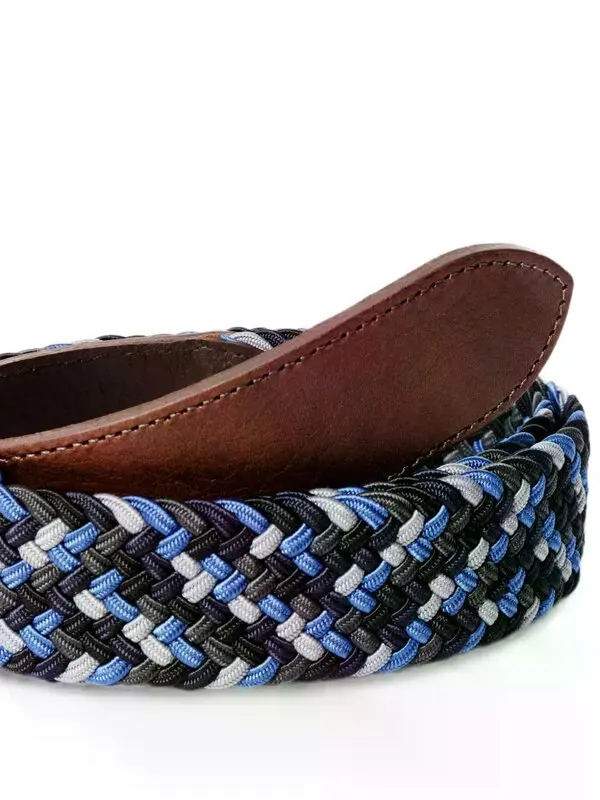 HACKETT LONDON Braided Calf Leather-trim Belt