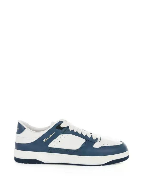Santoni Panelled Leather Sneakers - Blue