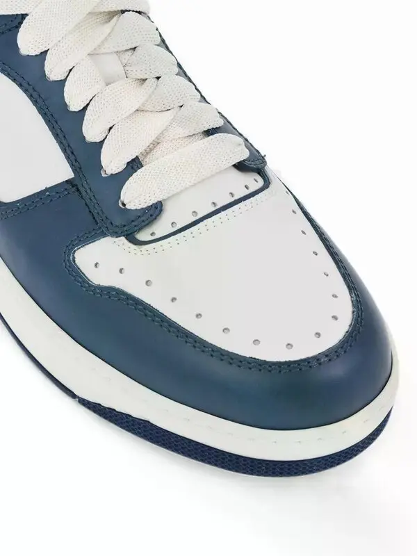 Santoni Panelled Leather Sneakers