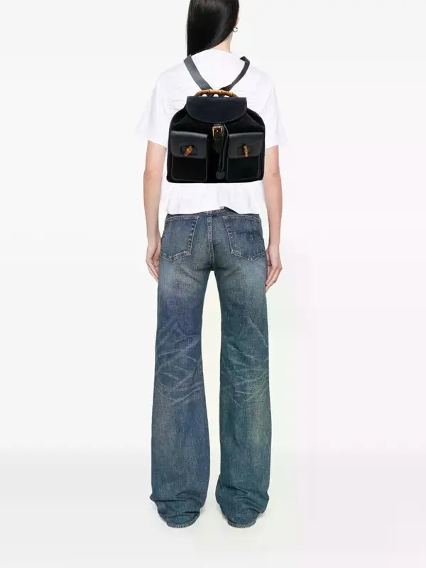 Gucci 20th Century Suede Bamboo Backpack