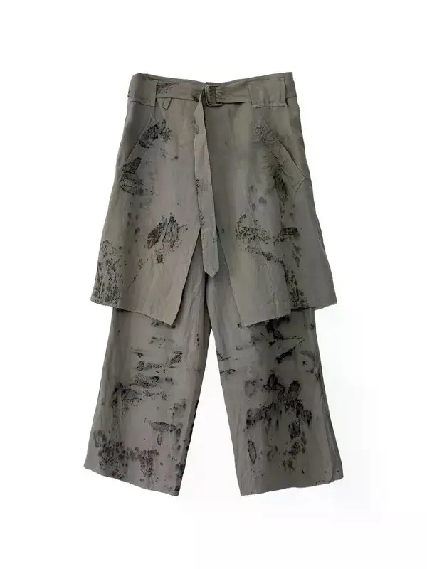 SAN263-1 Layered Hemp Trousers With Belted Waist