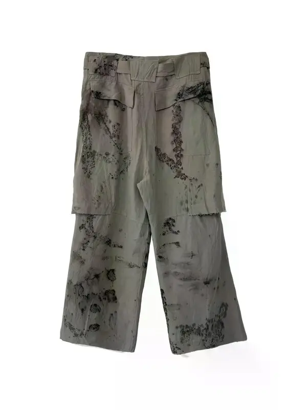 SAN263-1 Layered Hemp Trousers With Belted Waist