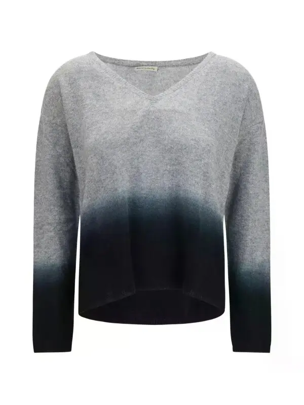 MIRROR IN THE SKY Gradient-dyed V-neck Sweater - Grey