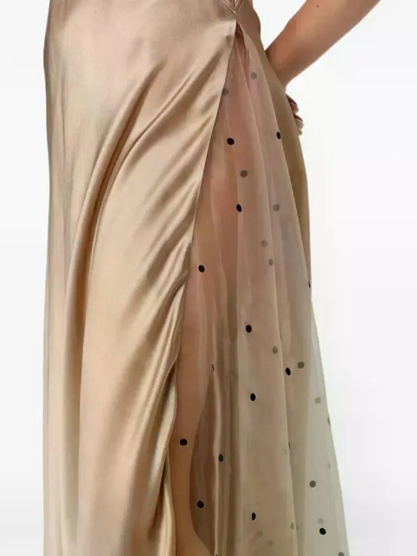 CRIDA MILANO Elba Polka-dot Panel Maxi Dress