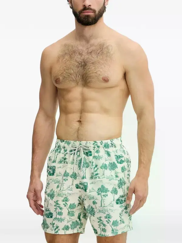 MC2 SAINT BARTH Safari Print Drawstring Swim Shorts - White