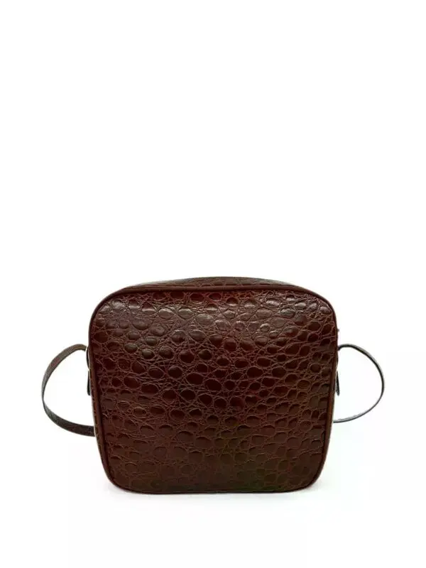 FERRAGAMO 1980-1990 Croc Embossed Leather Vara Crossbody Bag