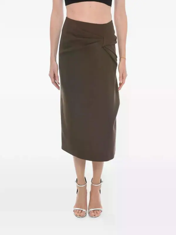 REJINA PYO Draped Pencil Midi Skirt - Brown