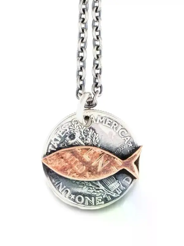 NORTH WORKS Tone Coin Pendant Fish Motif Necklace