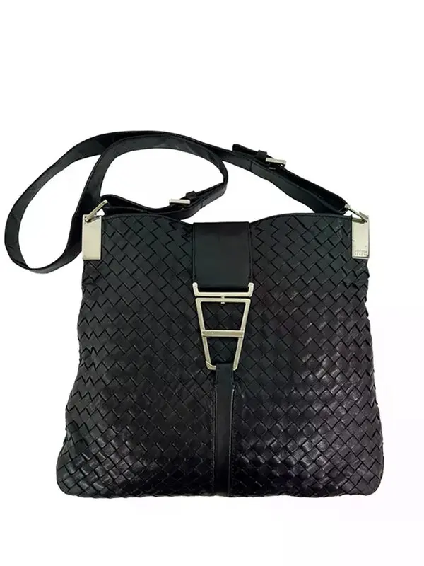 Bottega Veneta 2000-2015 Nappa Intrecciato Shoulder Bag - Black