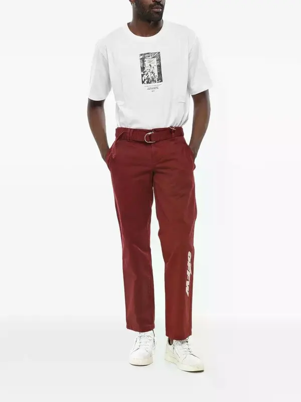 Off-White Belted Logo Print Trousers