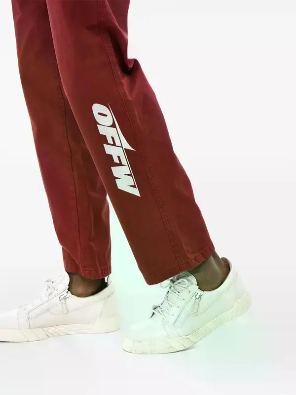 Off-White Belted Logo Print Trousers