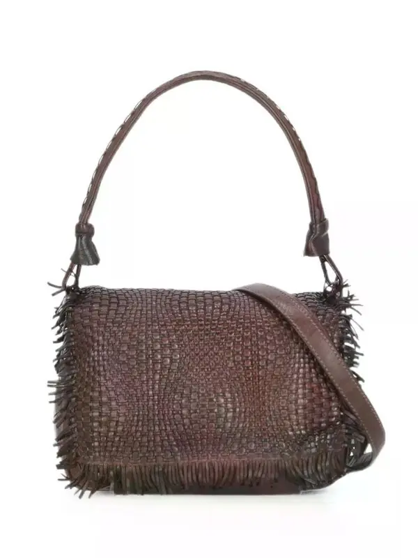 REPTILE'S HOUSE Anfora Braided Fringed Tote Bag - Red